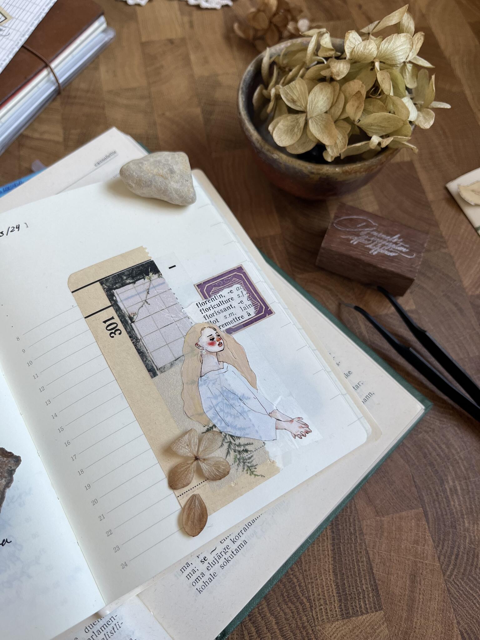 Art journaling 101: Viie elemendi kollaaž – Jonna Studio